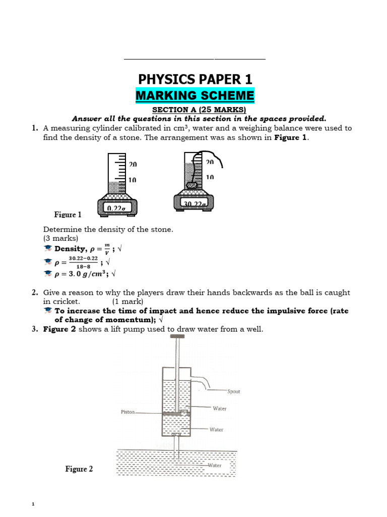 Phys PP1 MS-1 | PDF | Pressure | Applied And Interdisciplinary Physics