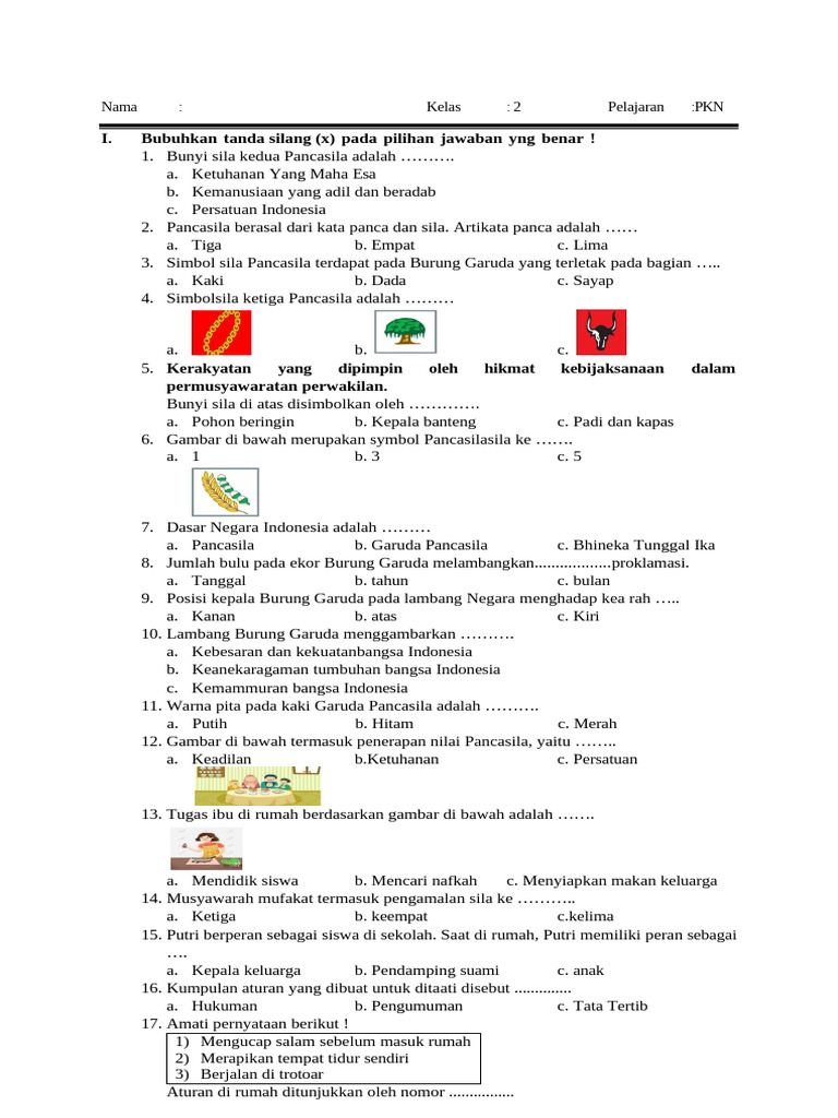 Soal Sem 1 PKN True Kelas 2 Kurikulum Merdeka | PDF