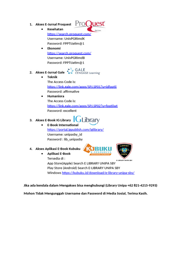 Akses Koleksi Elektronik Lib Unipa Sby 2024 | PDF