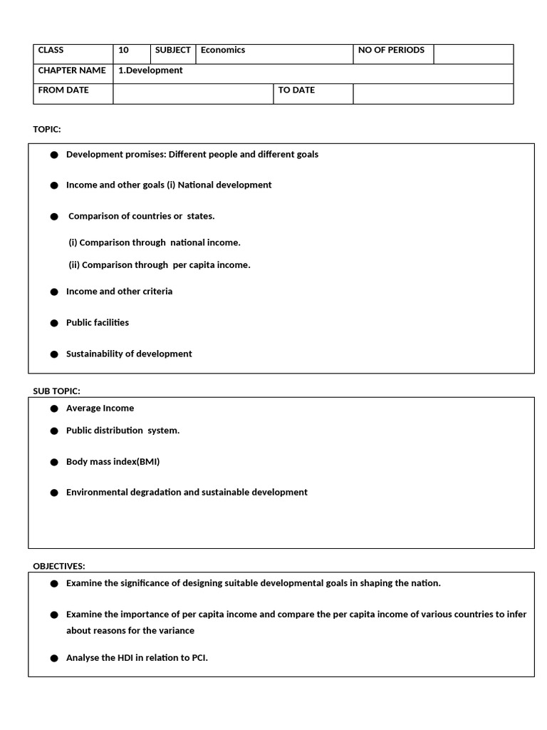 Class 10 SST Economics Chapter 1 Development | PDF