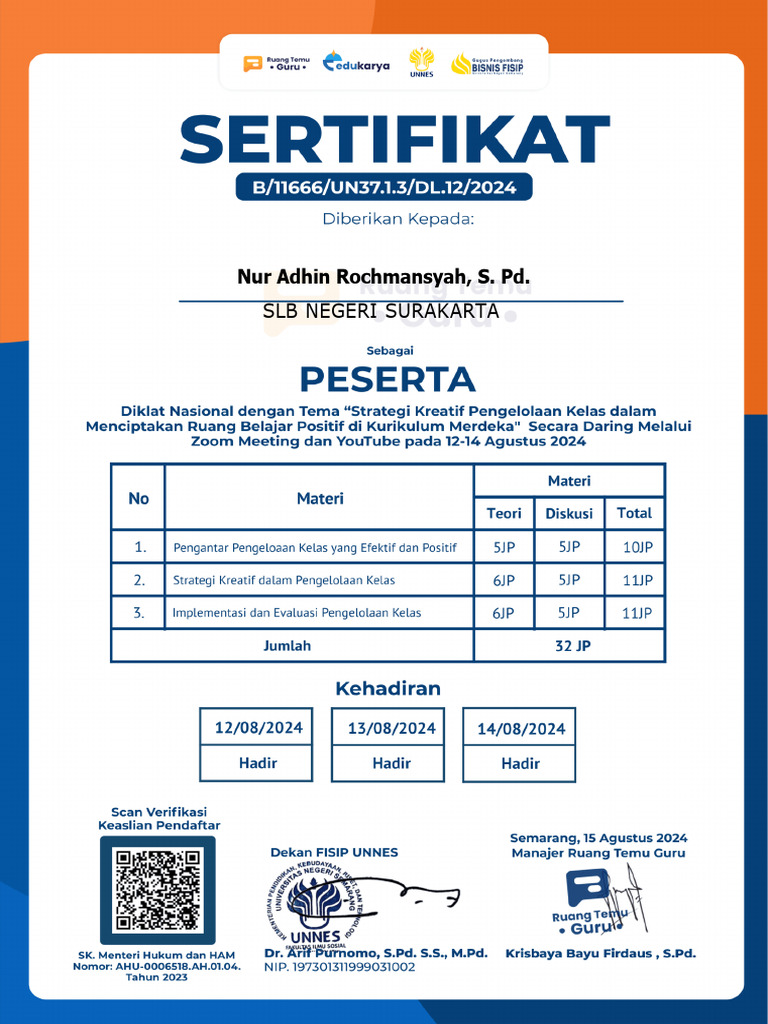 RTG - Strategi Kreatif Pengelolaan Kelas - 12-14 Agts | PDF