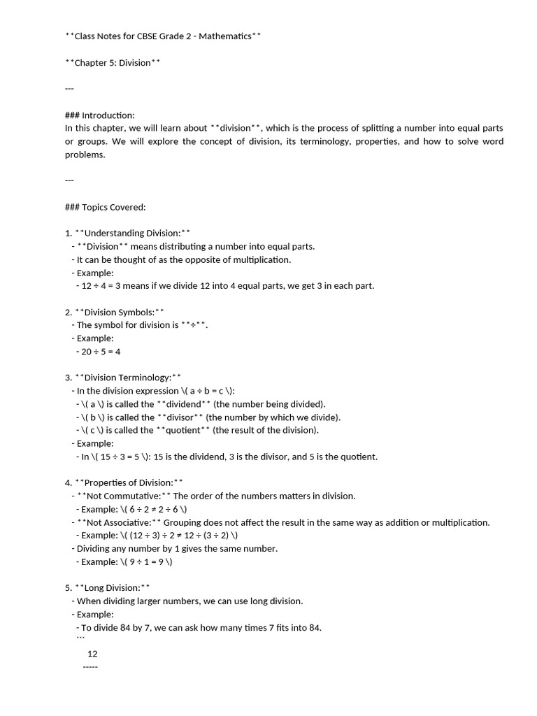 Class Notes For CBSE - Grade 2 - Maths - Chapter 05 | PDF