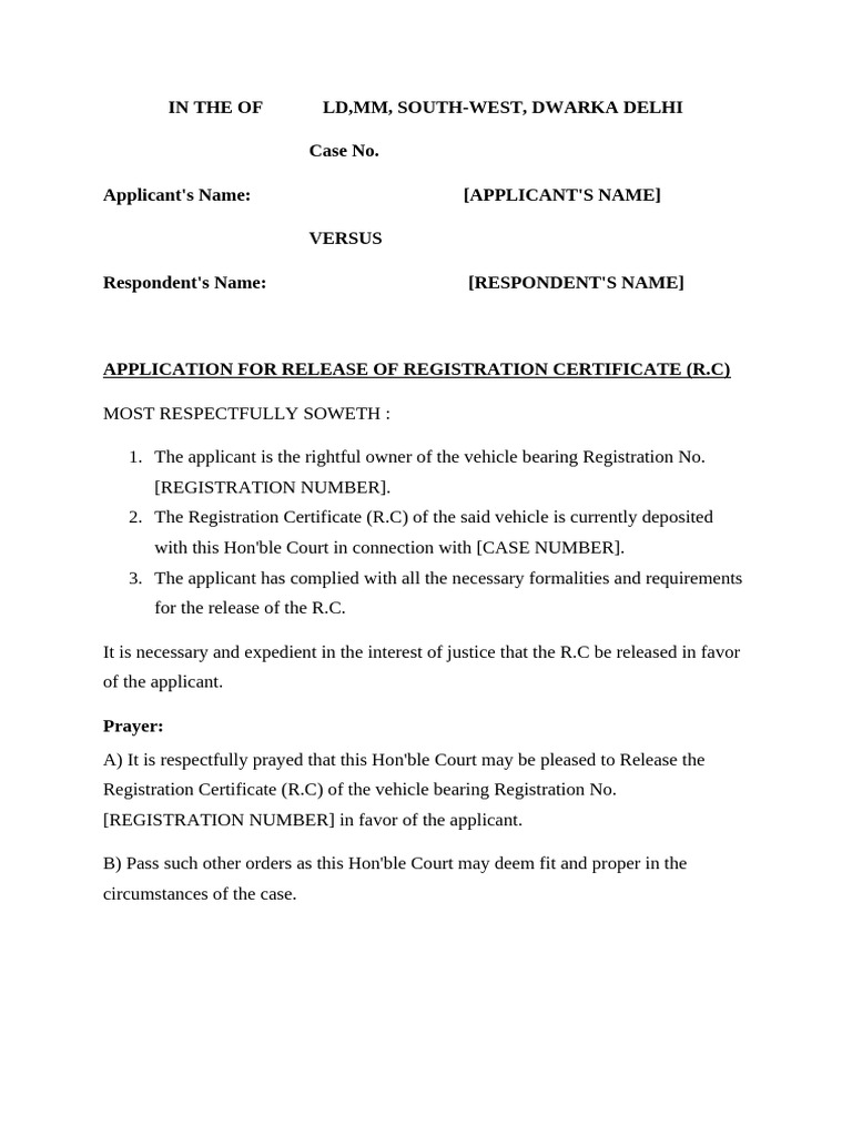 Release of Registration Certificate | PDF