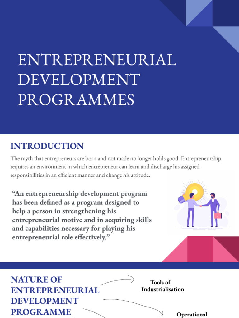 Entrepreneurial Development Programmes | PDF