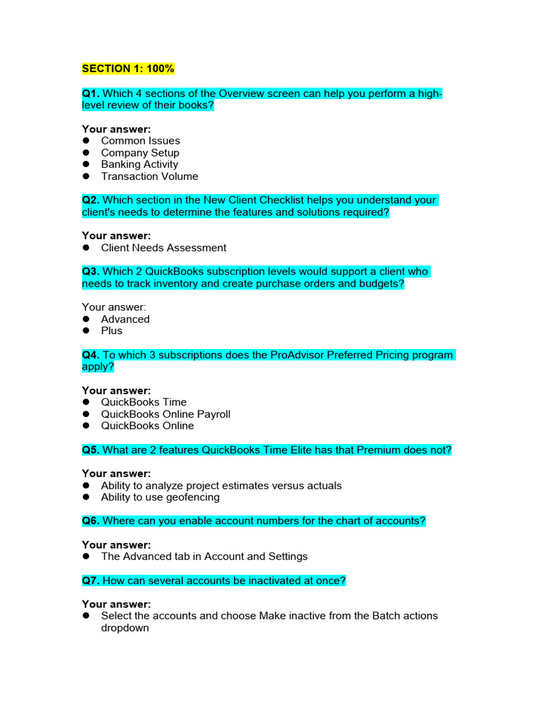 QBO Cert Exam - Section 1-5 | PDF