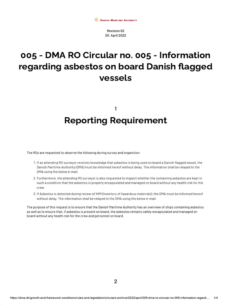 DMA 005 - r2 Information Regarding Asbestos On Board Danish Flagged ...
