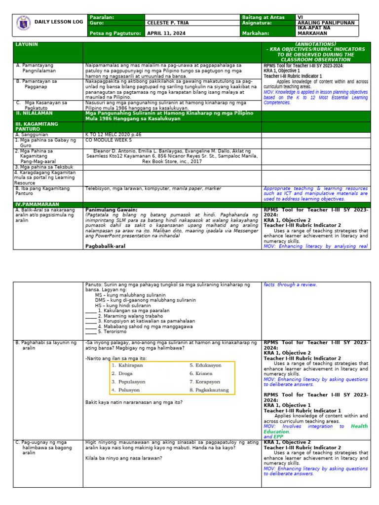 COT-AP6-Q4-DLL | PDF