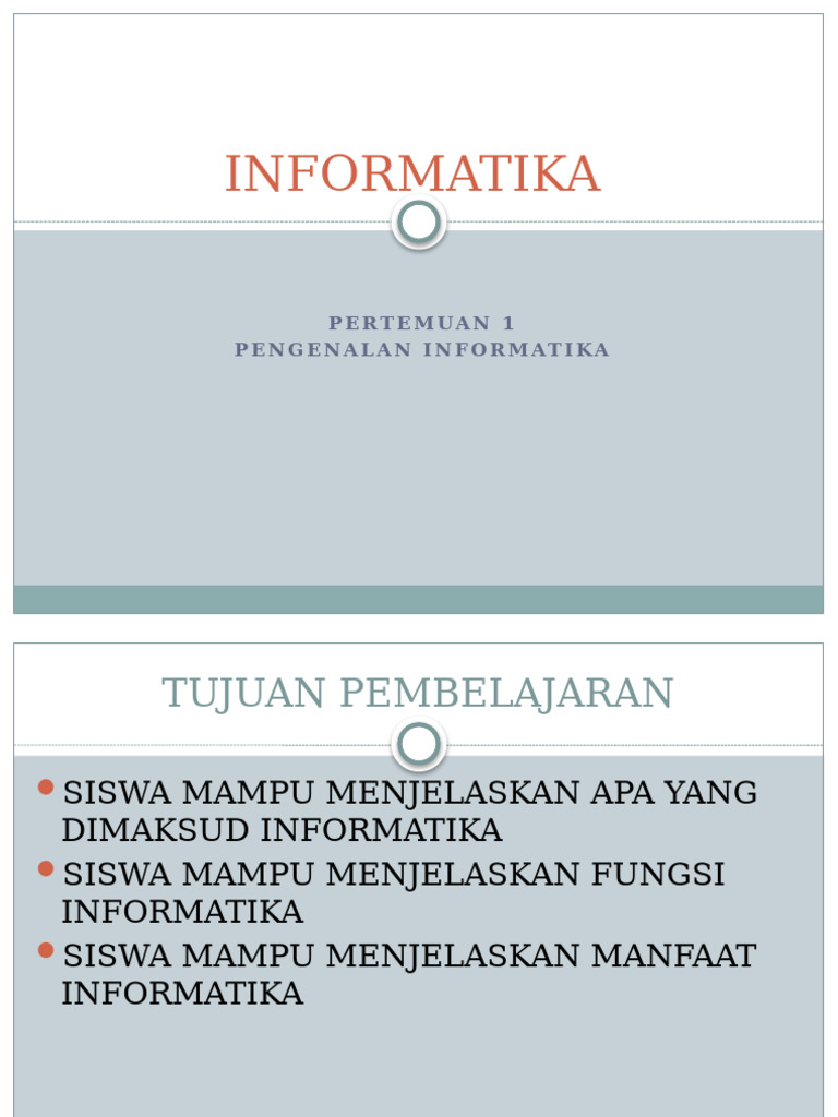 Informatika Pertemuan 1 | PDF
