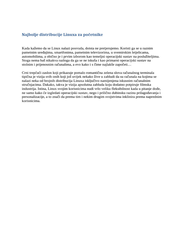 Najbolje Distribucije Linuxa Za Početnike | PDF