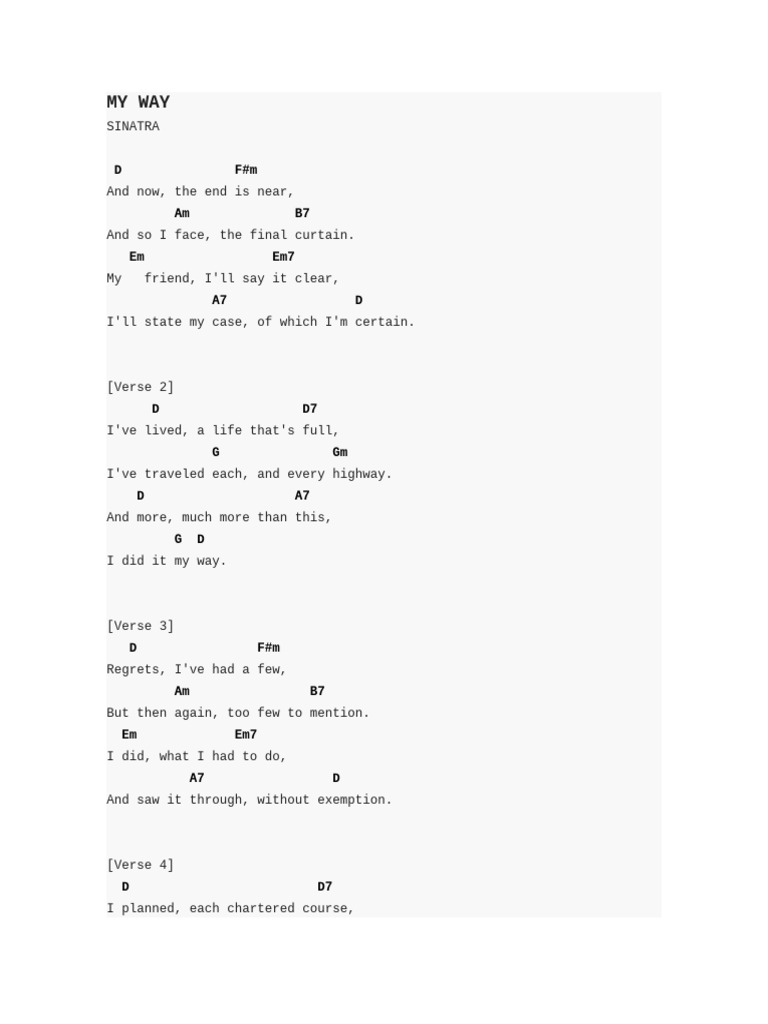 My Way Letra Acordes | PDF