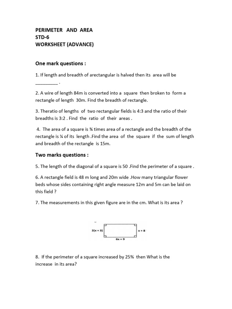 WS Cl-6 PERIMETER AND AREA-6-7 | PDF