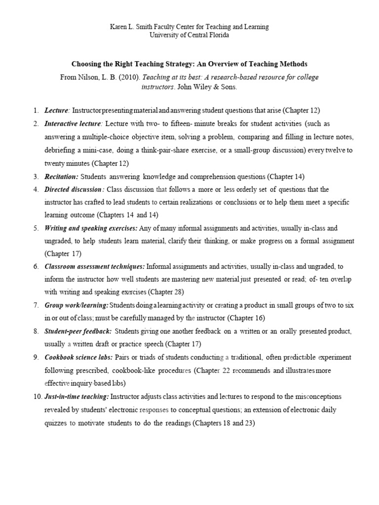 Teaching Methods Handout (1) | PDF