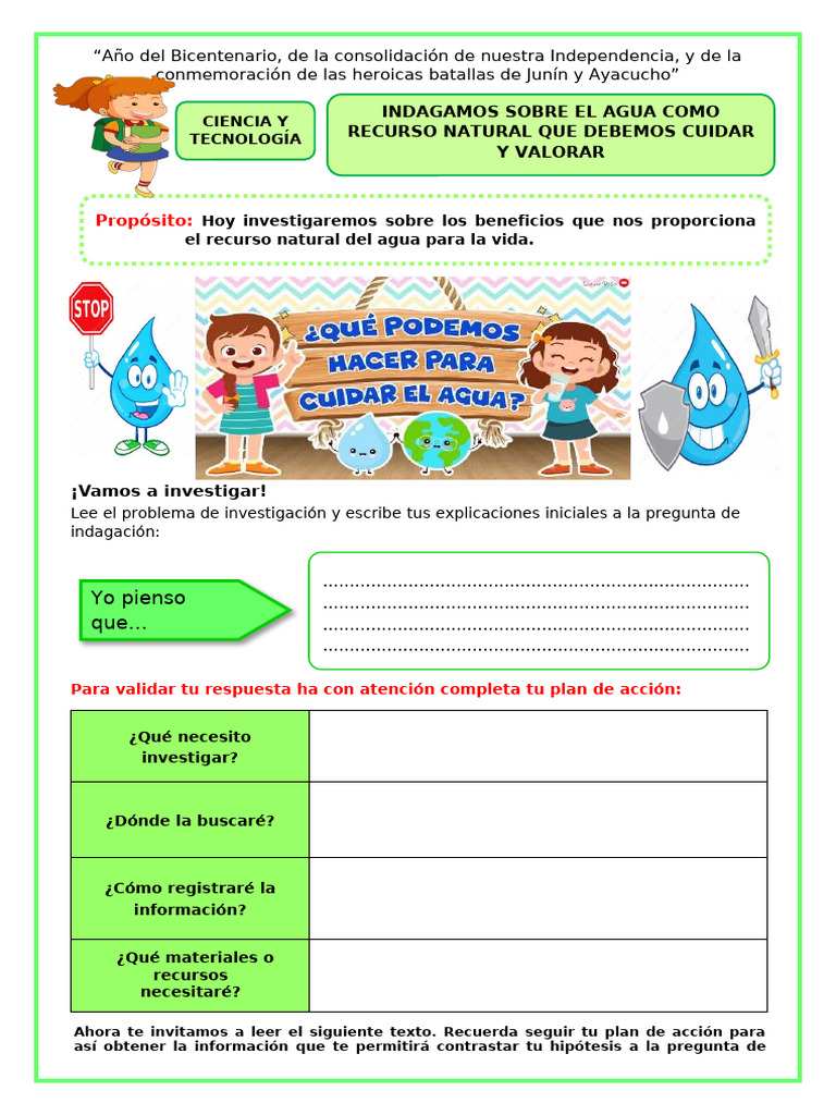 Ficha-Viern-Cyt-Indagamos Sobre El Agua Como Recurso Natural Que ...