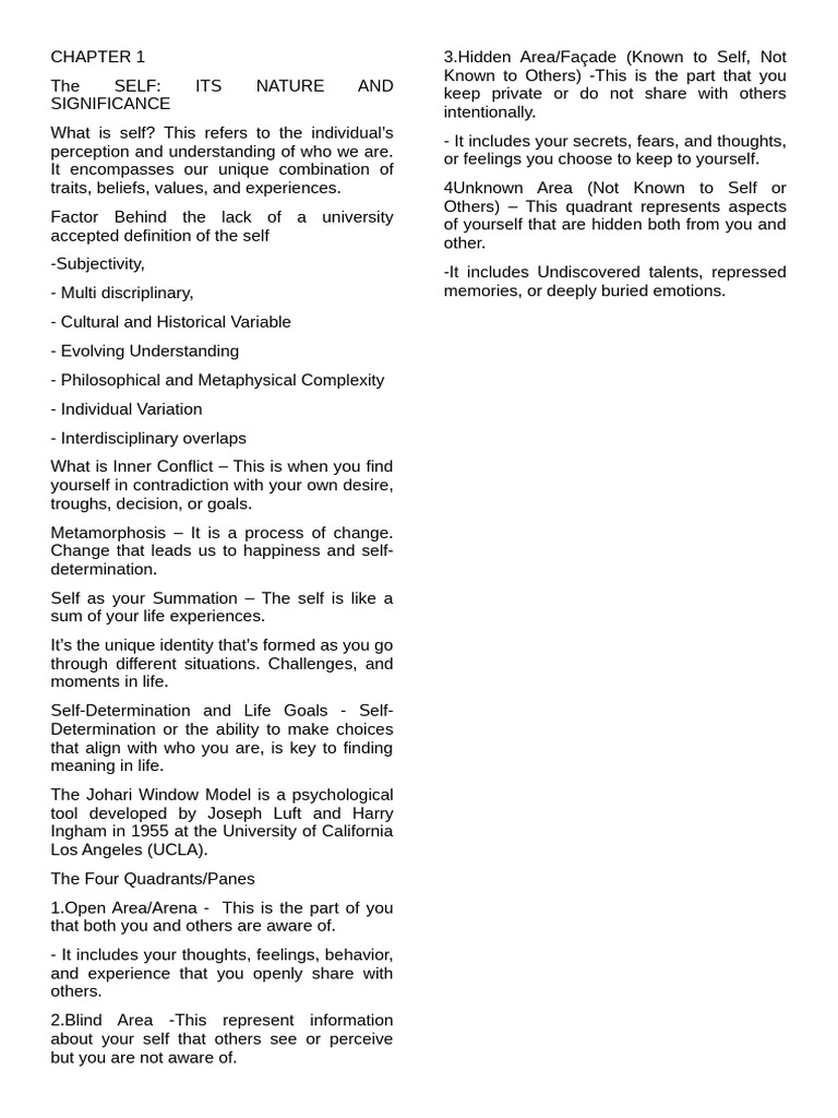 Uts Reviewer | PDF | Mind | Self-Improvement