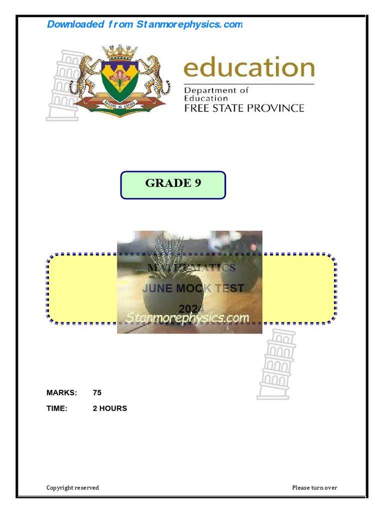 FS Maths Grade 9 MOCK June 2024 QP Only | PDF