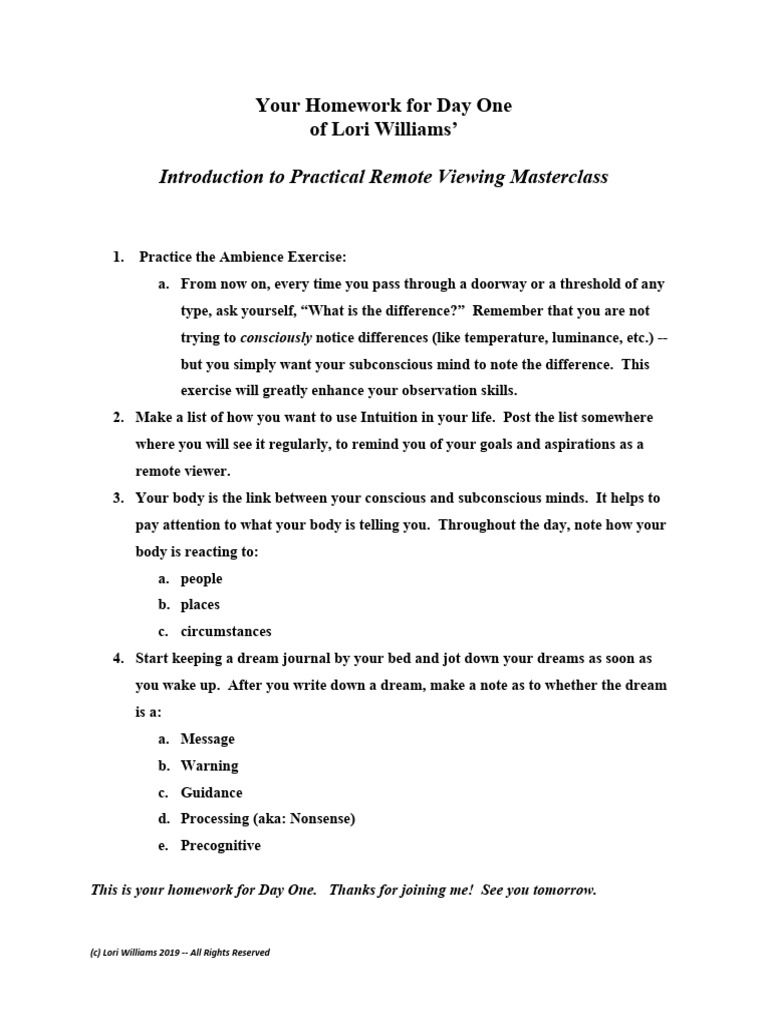 Homework Day 1 Masterclass - Complete | PDF | Psychological Concepts ...