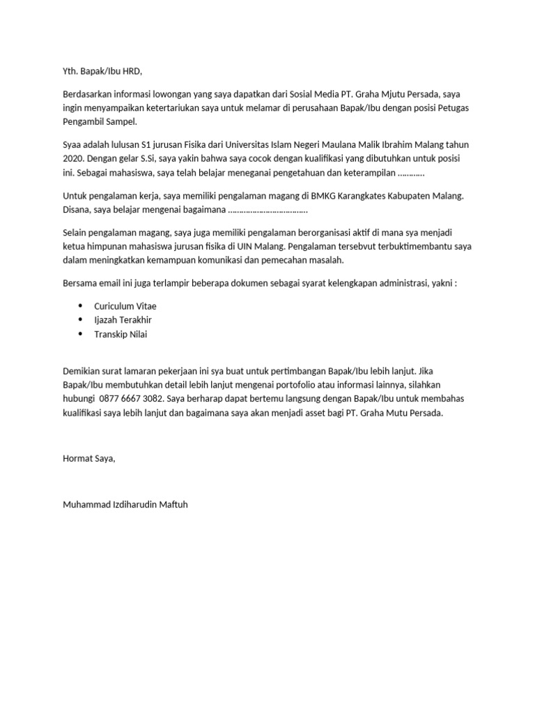 Cover Letter | PDF
