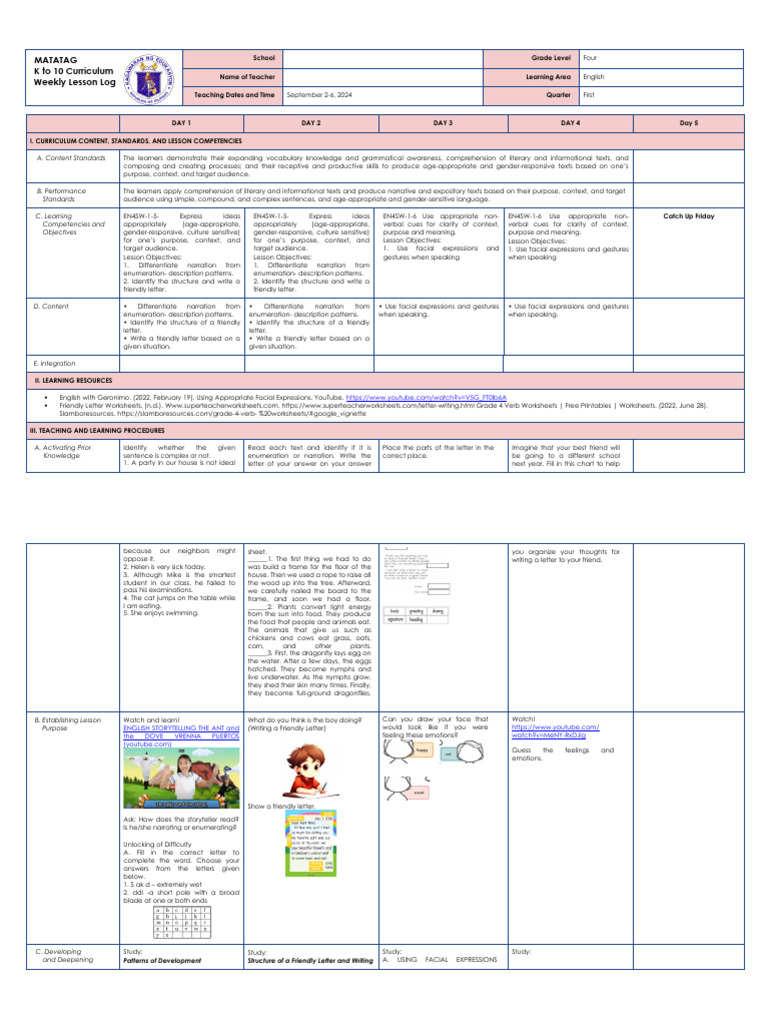 ENGLISH4-Q1-W6-DLL | PDF