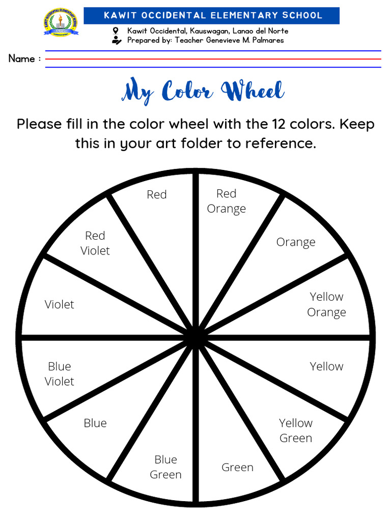 My Color Wheel Primary Color Art Worksheet | PDF