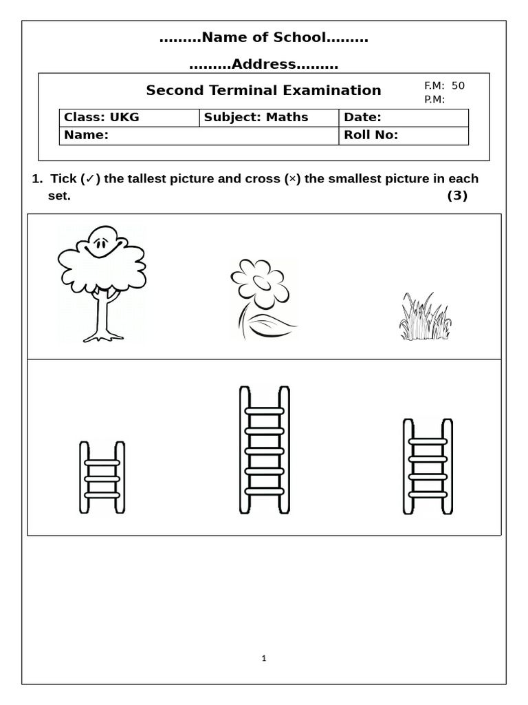 UKG Maths 2nd Term 2081 | PDF