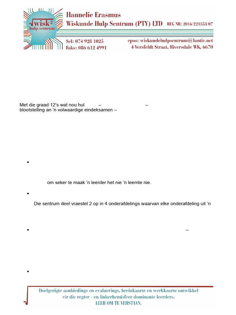 GR 12 Algemene Brief Aan GR 12 Ouers Anneme Junie 2024 | PDF