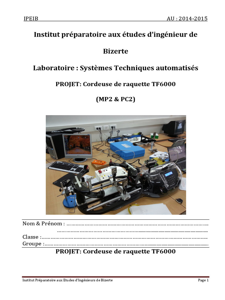 Projet 3 - Cordeuse tf6000 | PDF