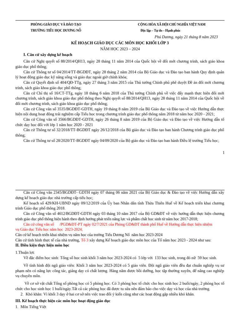 Phụ 2- Khối 3-Khgd Các Môn Học Thêm | PDF