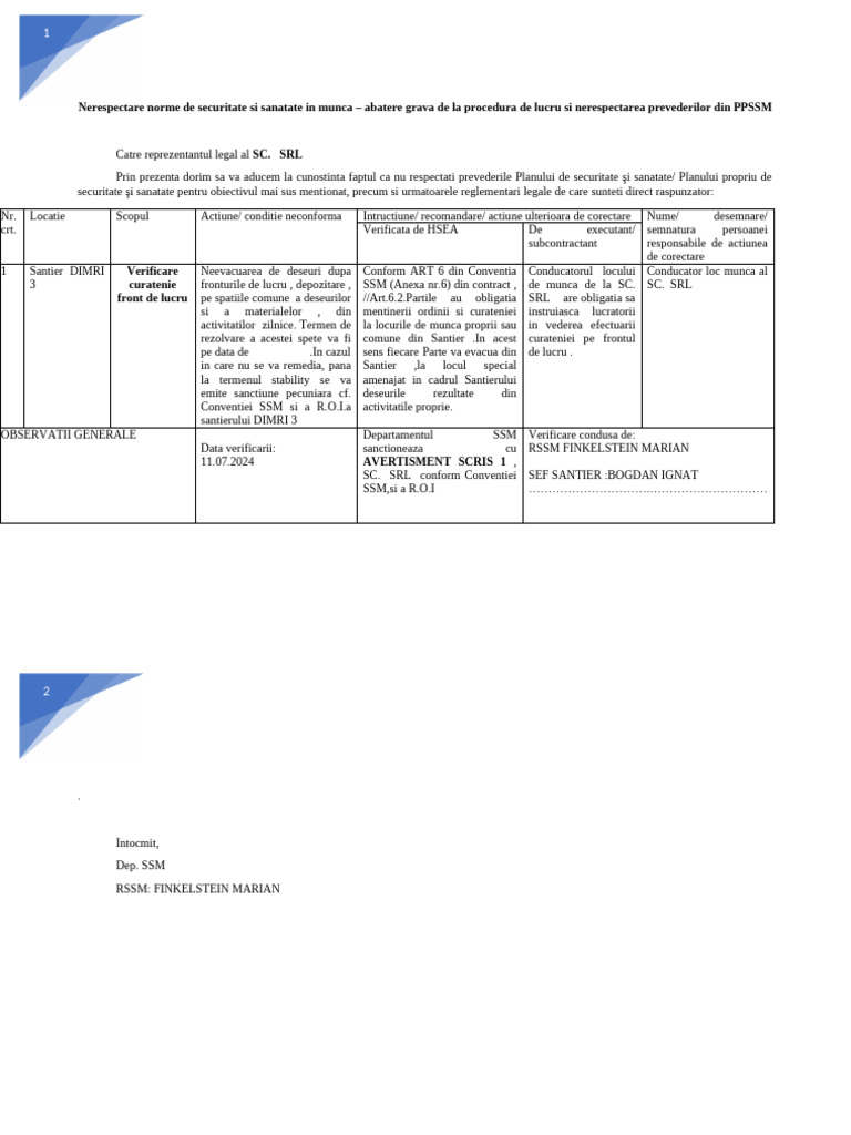 Avertisment Scris 1 | PDF
