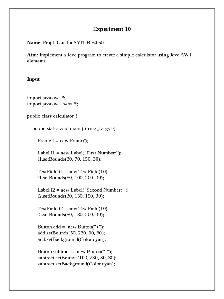 Prapti Gandhi Exp 10 Java | PDF