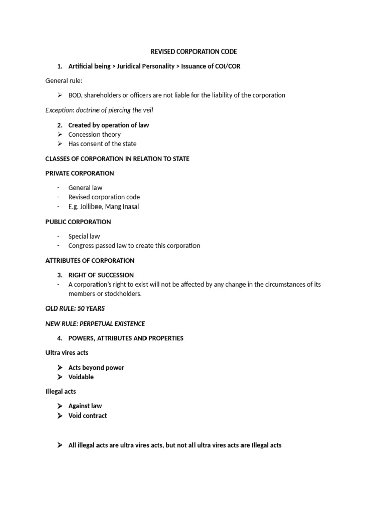 Revised Corporation Code | PDF | Corporations | Justice