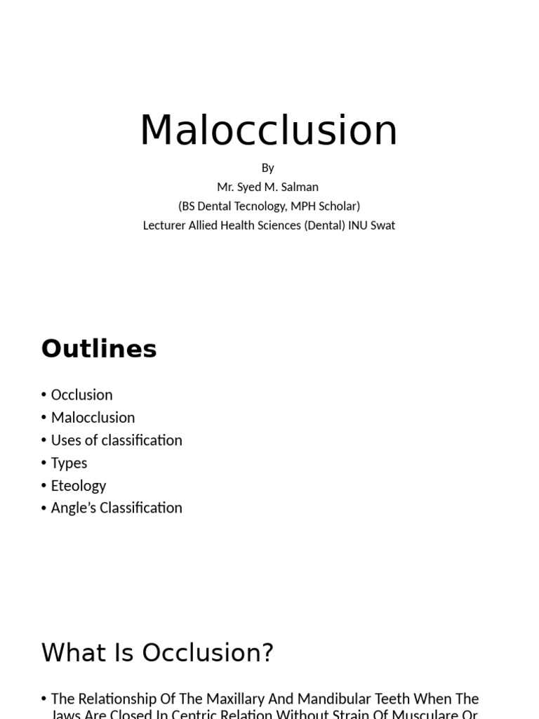Lec 03. Malocclusion | PDF