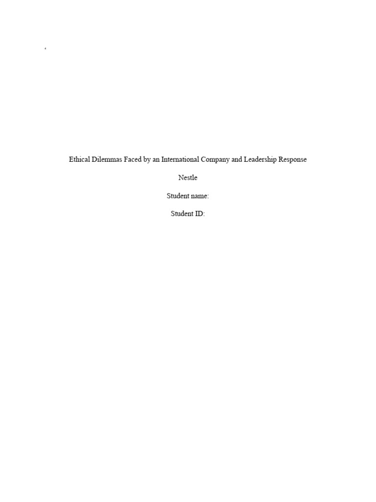 Nestle Ethical Dilemma [Update] | PDF