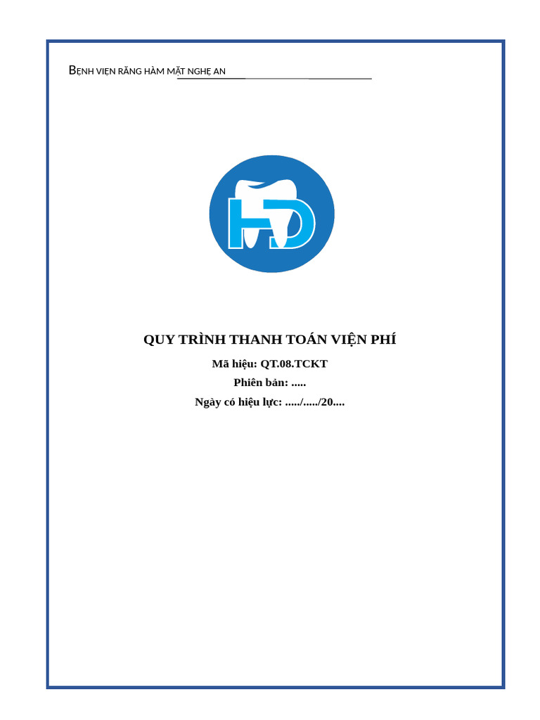 QT.08.TCKT- Thanh Toán Viện Phí | PDF