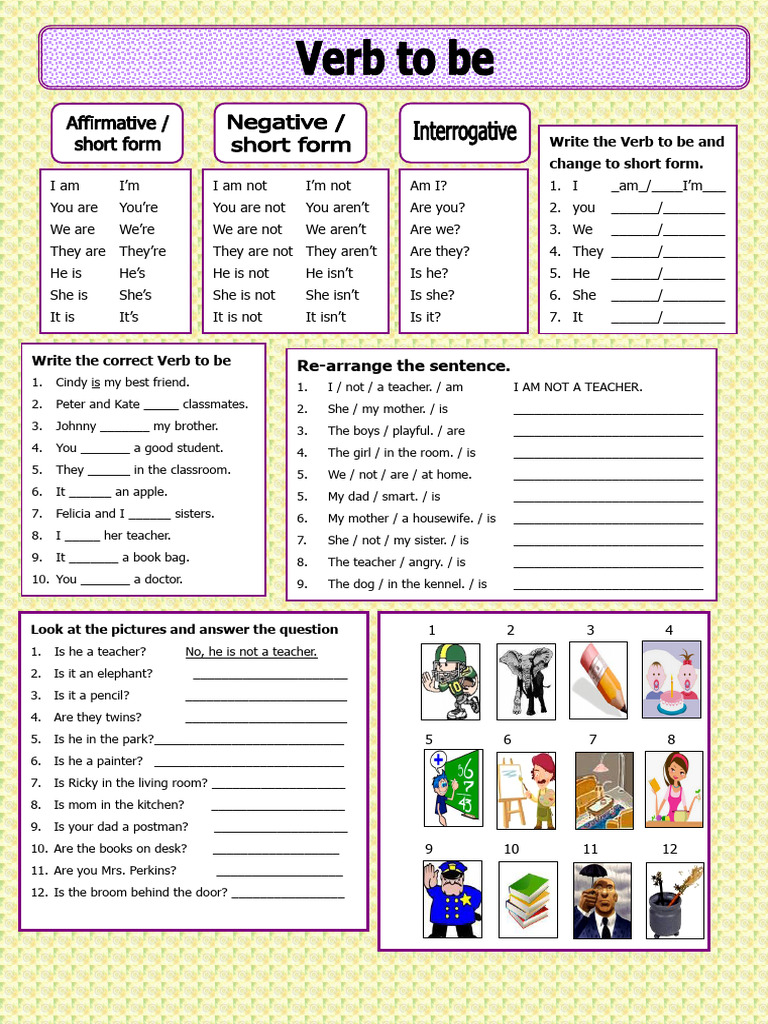 Verb To - Be Worksheet | PDF