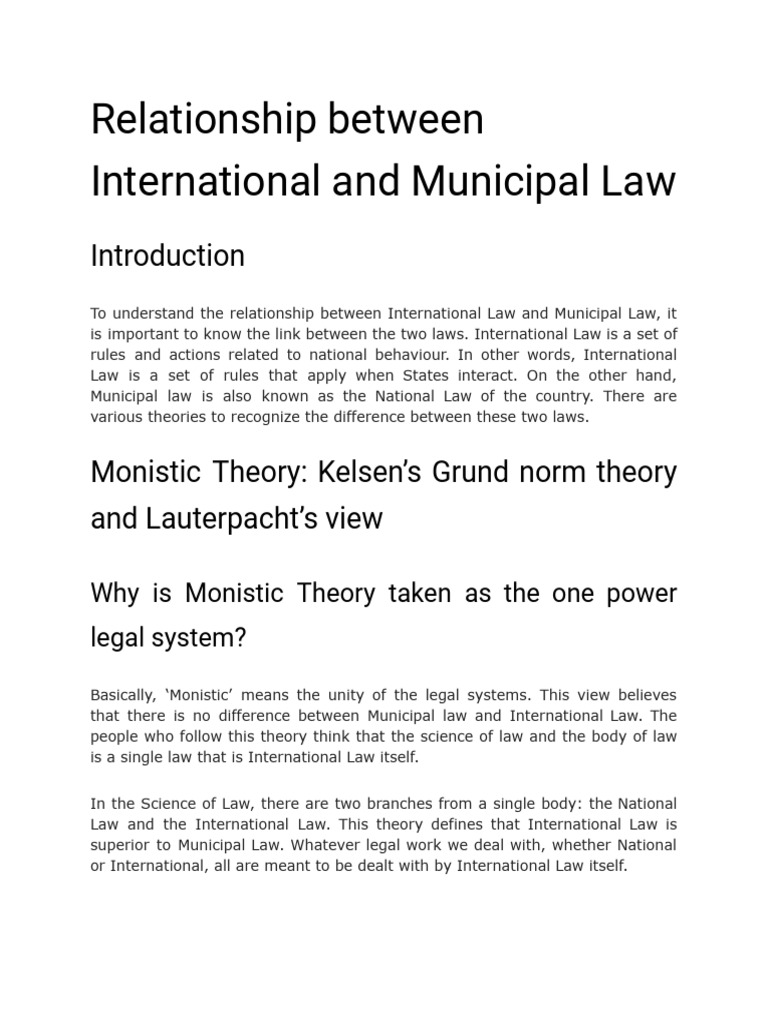003 Relationship between International and Municipal Law | PDF