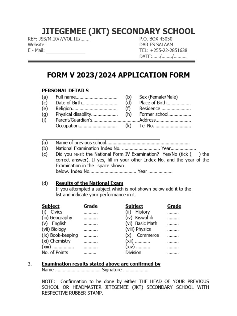 Form v Application Form | PDF