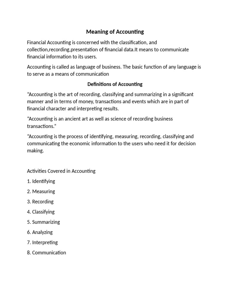 Meaning of Accounting | PDF