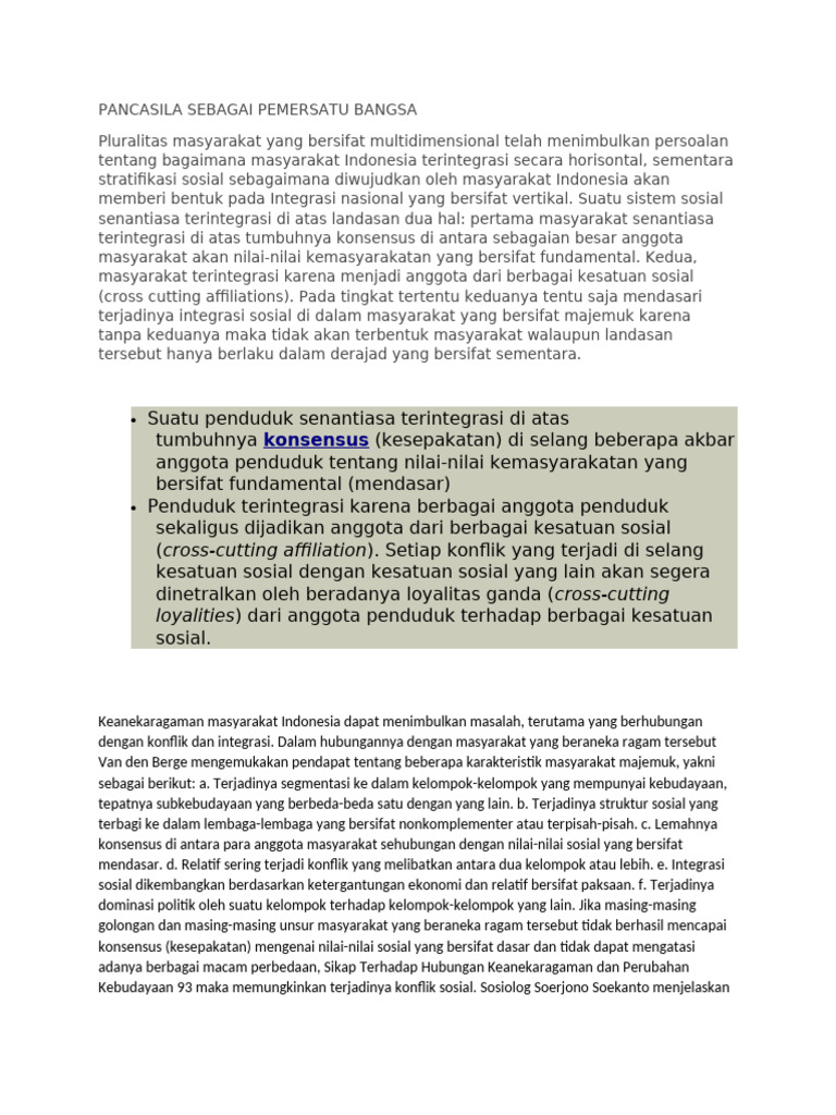 Pancasila Sebagai Pemersatu Bangsa | PDF