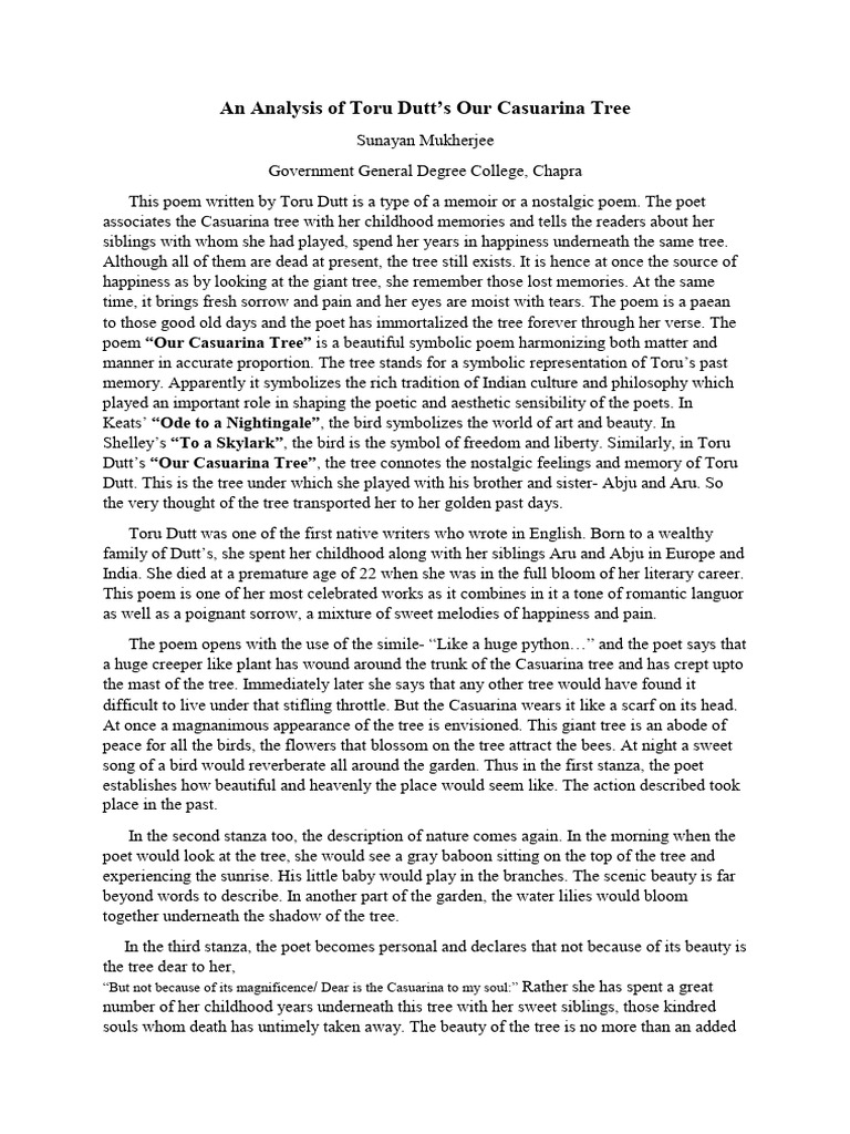 31150an Analysis of Toru Dutt | PDF