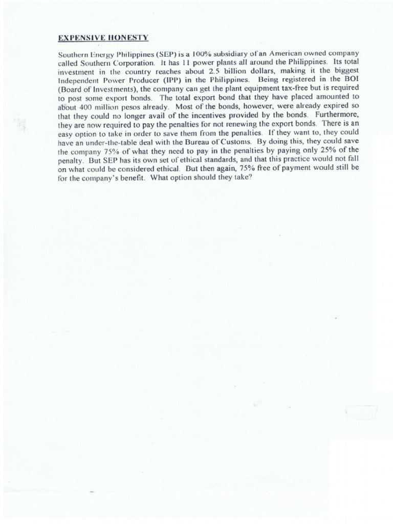 (Case) Expensive Honesty | PDF