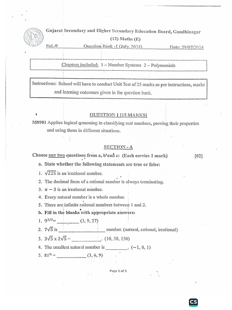 Maths Worksheet Chp1,2 | PDF