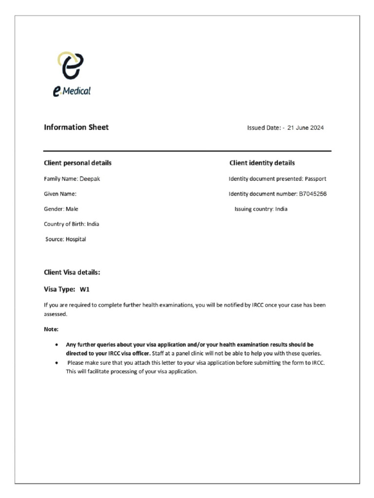 E - Medical Letter - Deepak | PDF