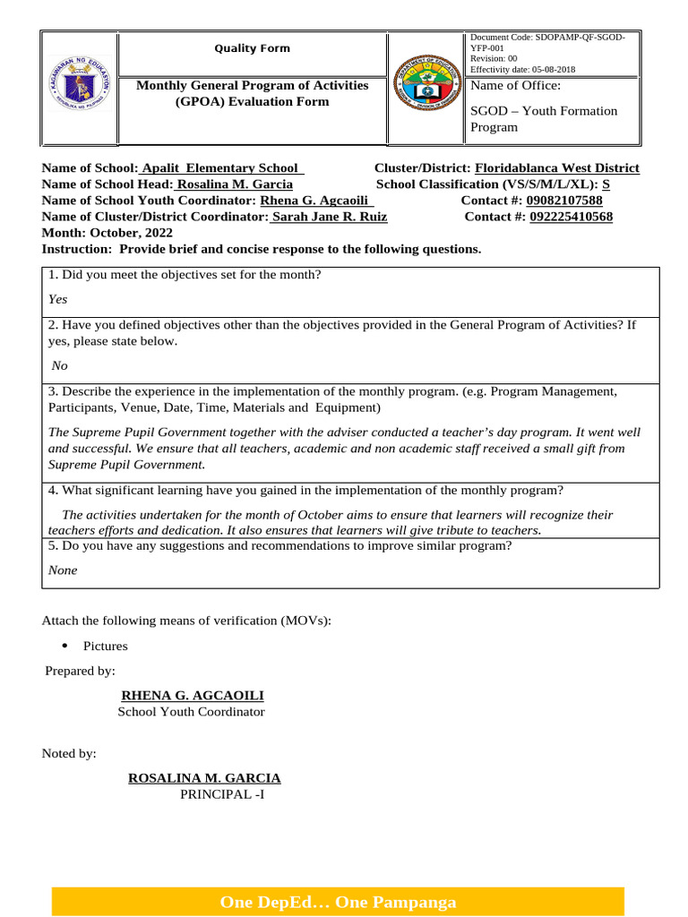 GPOA - October 2022-2023-APALIT-ES | PDF