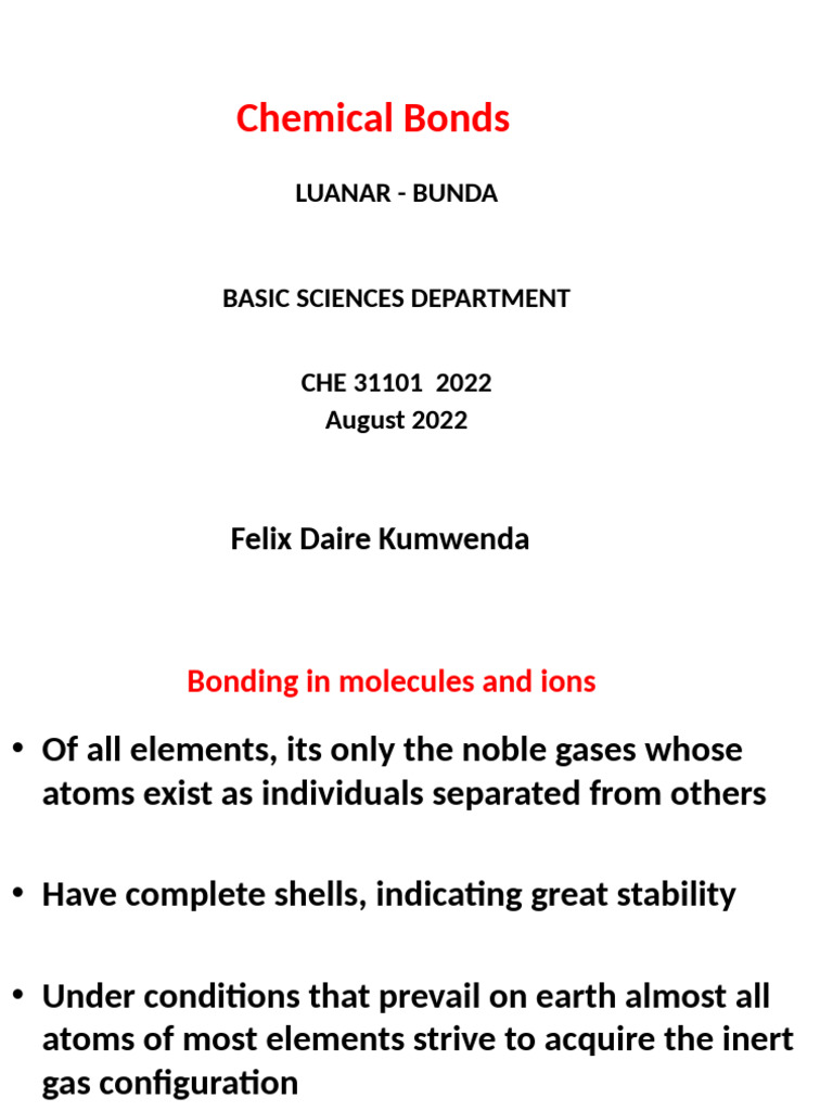 Chemical Bonding, Basic Concepts | PDF