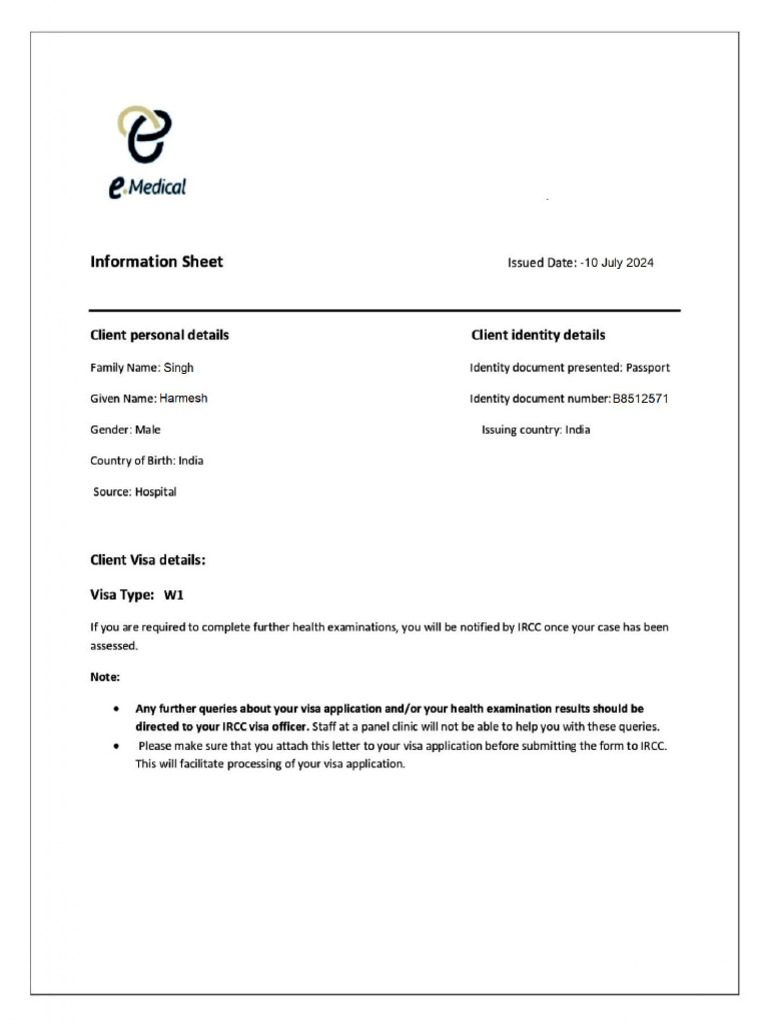 E Medical Letter - Harmesh Singh | PDF