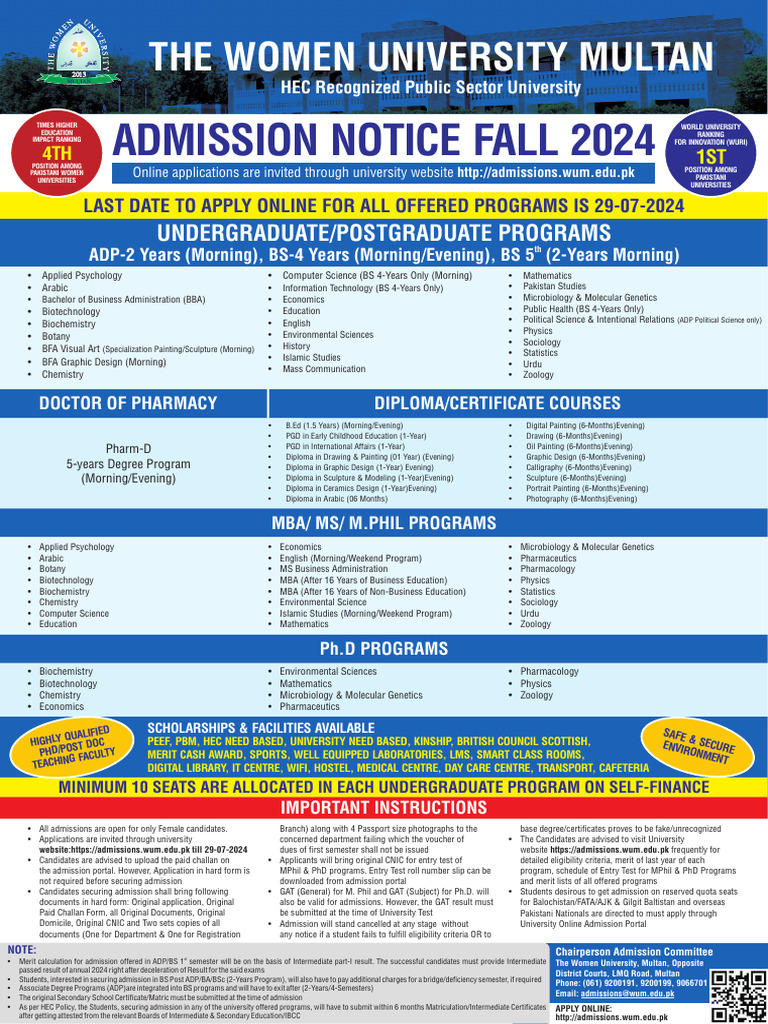 BS MS MPhil PH.D Advertisment 2024 25 4 | PDF | Bachelor Of Science ...