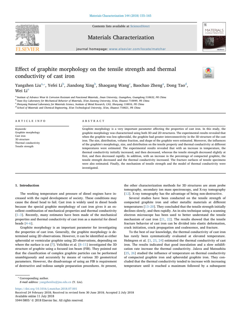 Effect of Graphite Morphology On The Tensile Strength and Thermal | PDF