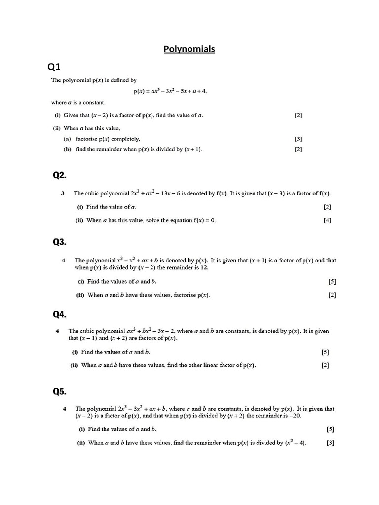 Remainder Factor Theorem Polynomials | PDF