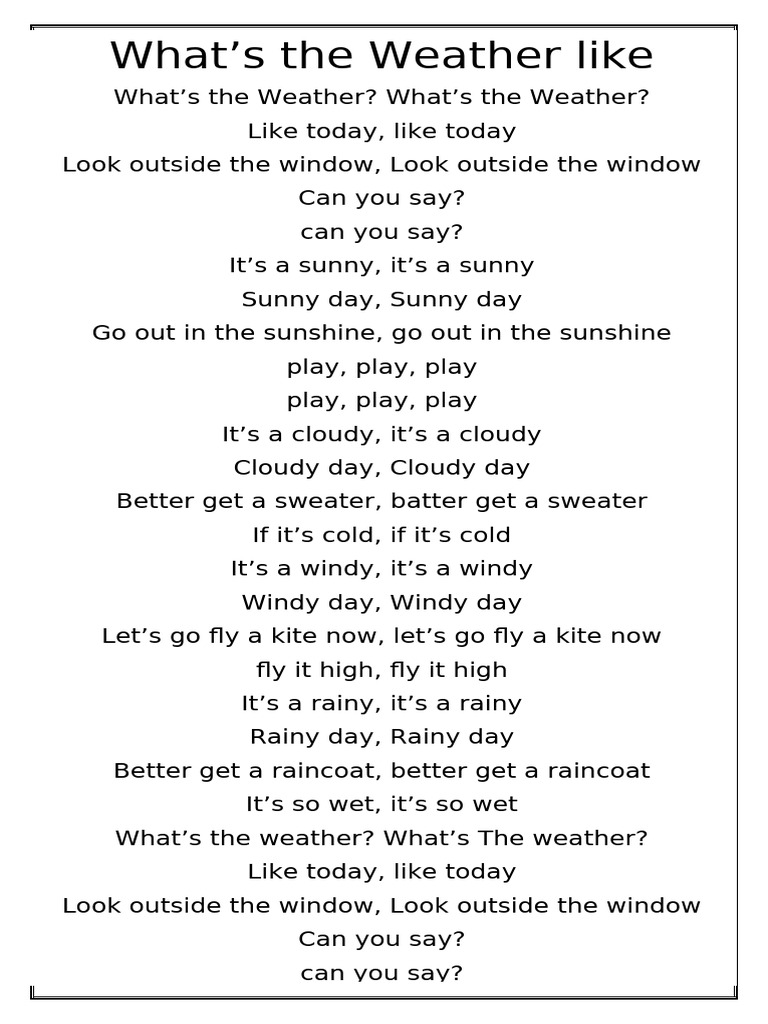 Whats The Weather Like Today | PDF