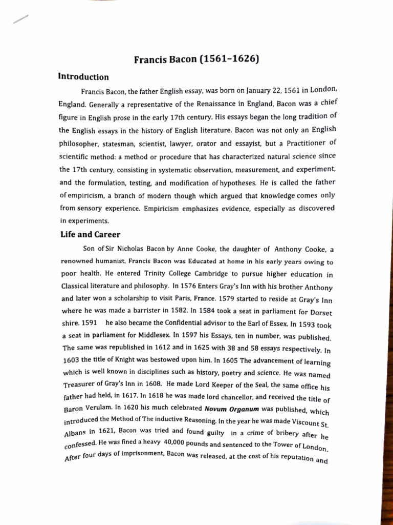 Essay, Francis Bacon | PDF
